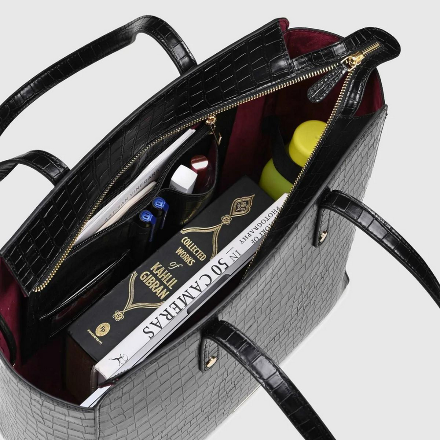 Buy Beyond Croco Tote with Zipper Online | The Gusto
